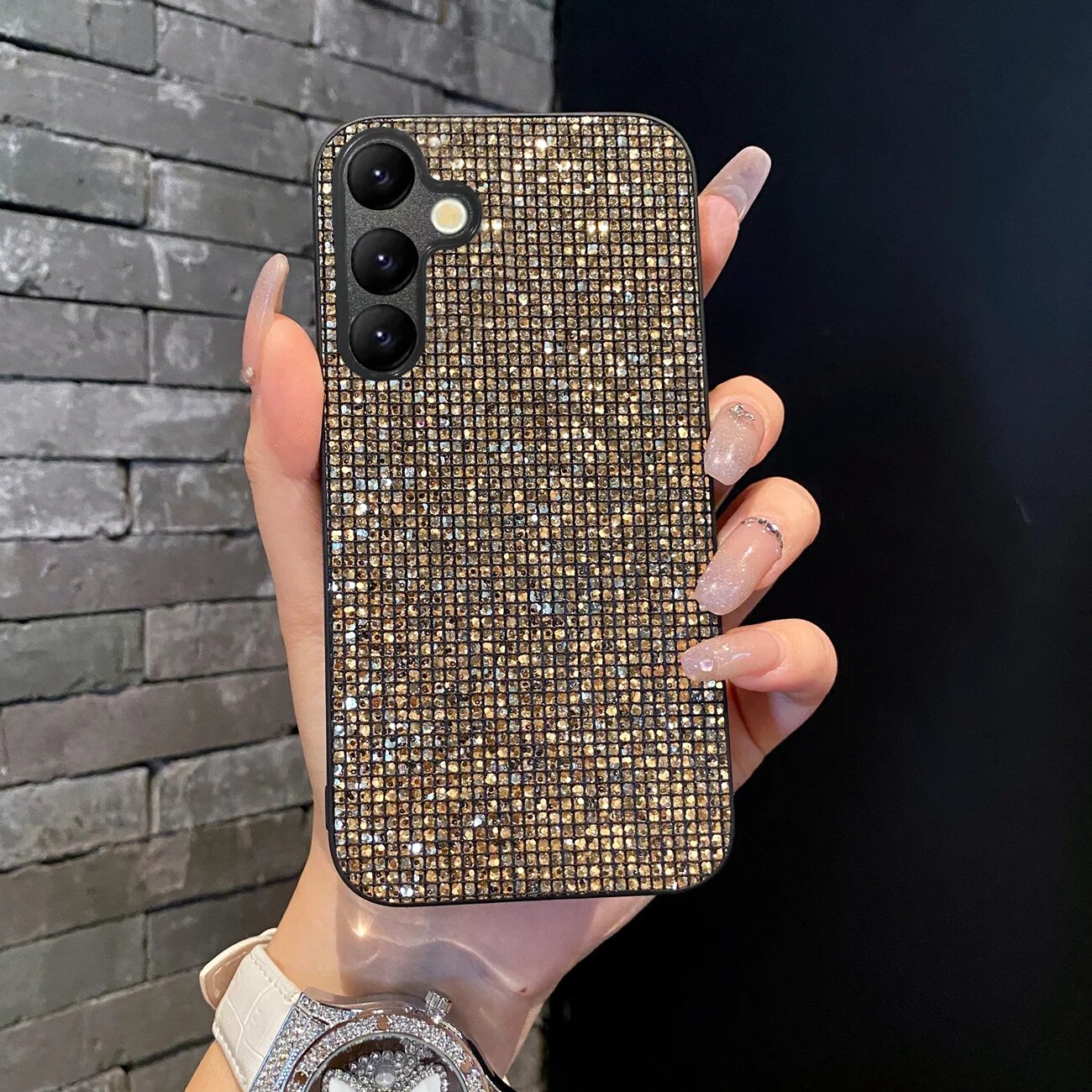 Блестящий чехол Gold для Samsung Galaxy A52
