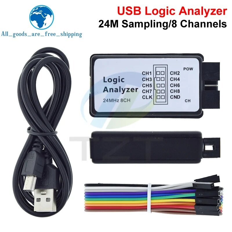 USB логический анализатор TZT 24МГц, 8 каналов, Цвет: 3PCS