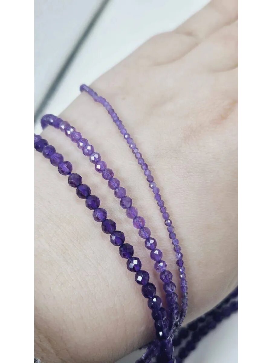 Аметист огранка бусины 4 мм, нить 38-39 см