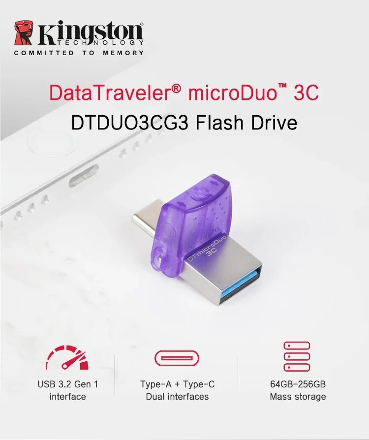 Kingston DTDUO3CG3 256GB USB-флешка Type-C