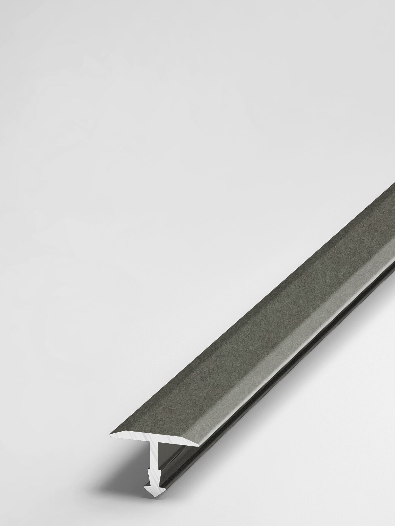 Порожек для напольного покрытия Т-образный профиль алюминиевый ПС09 декор бетон темный 056