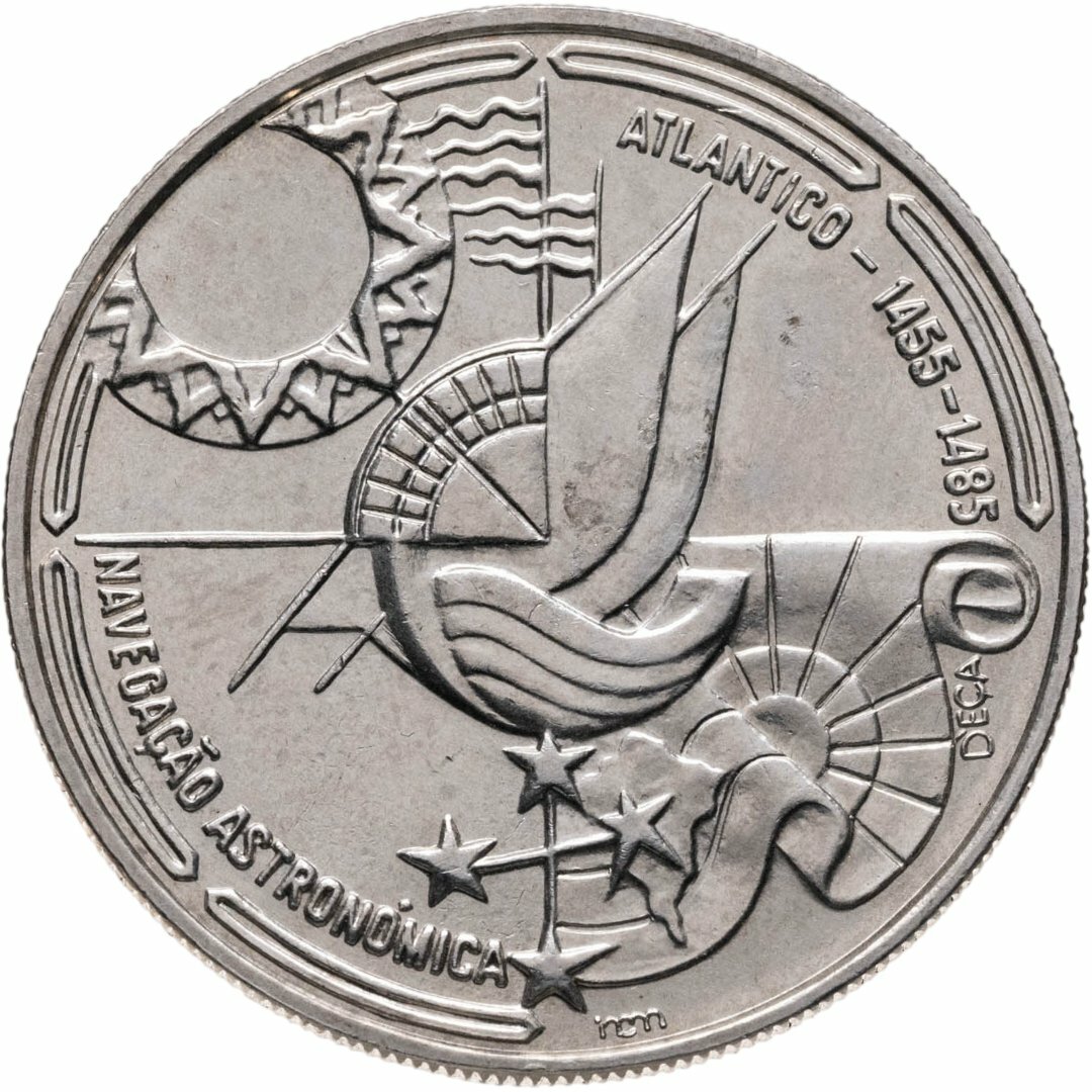 Португалия 100 эскудо escudos 1990 Золотой век открытий - Астронавигация, Мельхиор медь-никель, в сохранности AU-UNC