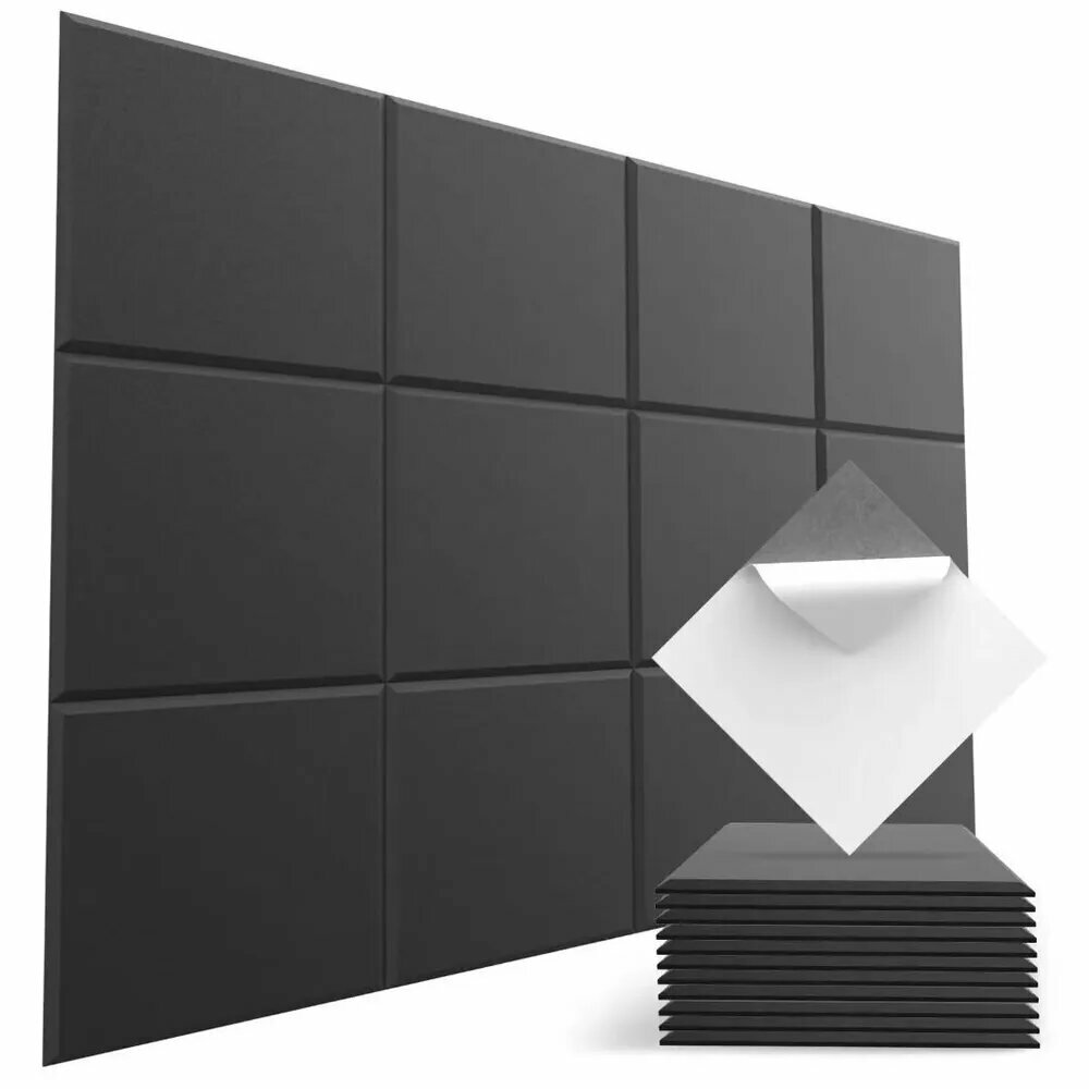 Черная акустическая панель квадрат, шумоподавление для дома и офиса