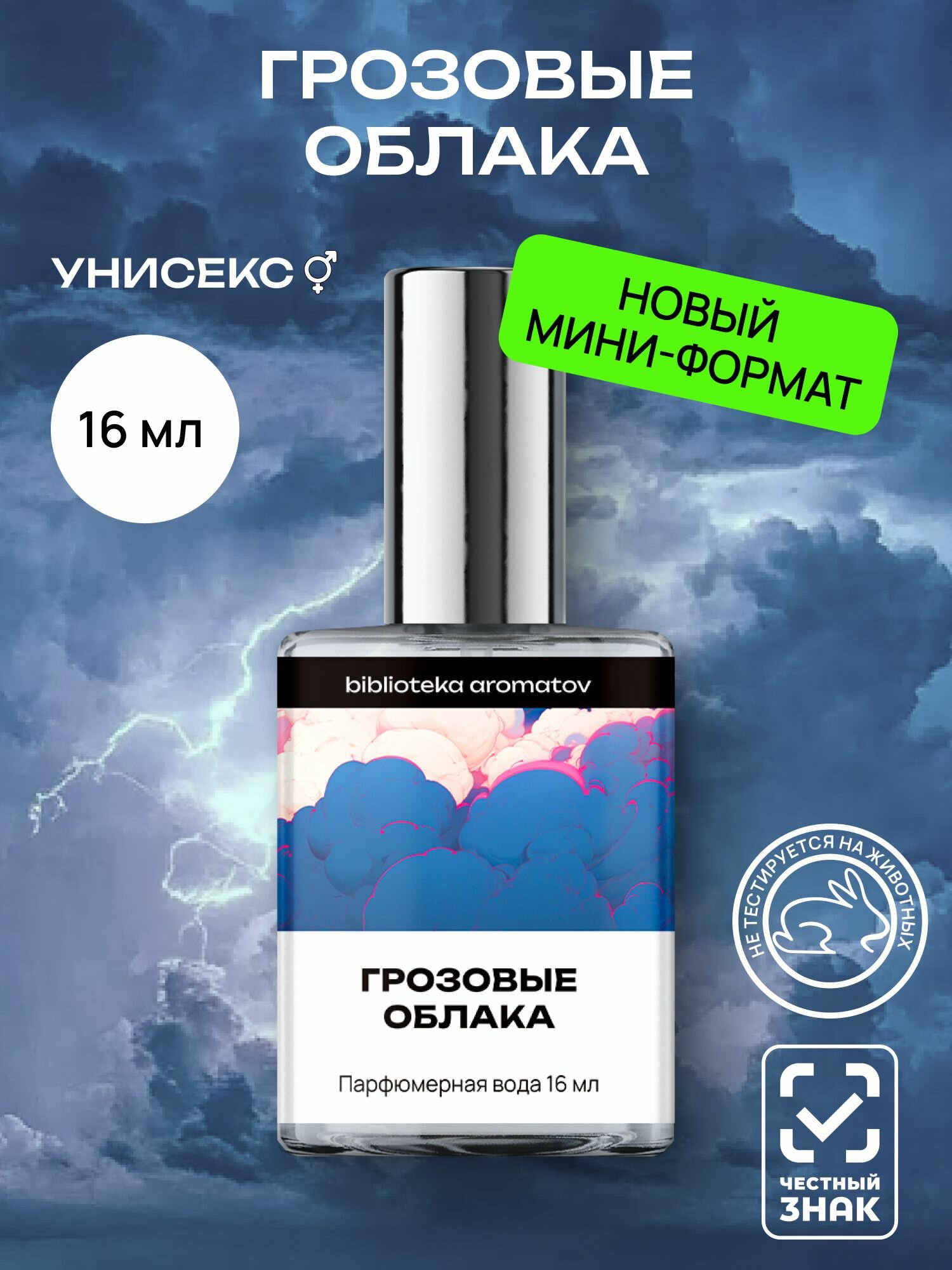 Парфюмерная вода женская и мужская стойкая Грозовые облака 16 мл, Библиотека ароматов