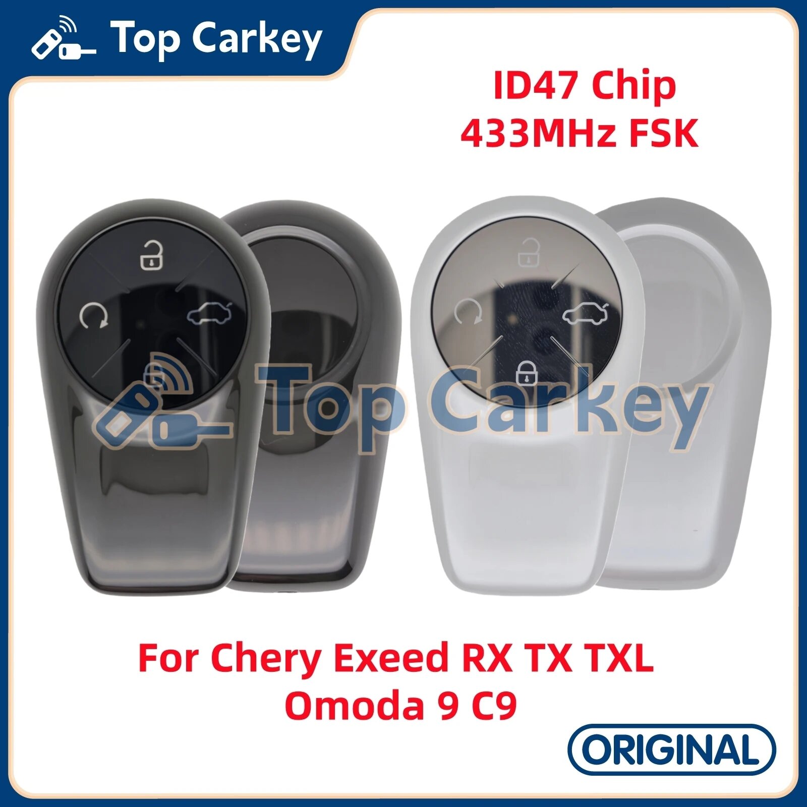 Дистанционный ключ TopCarkey ID47 Black для Chery Exeed RX TX TXL Omoda 9 C9