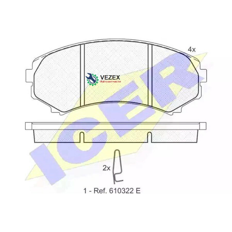 ICER 181374 181374 колодки дисковые передние!\ Mazda MPV 2.6i/3.0/2.5TD 92-99, Mitsubishi Pajero 3.2D/3.5GDi 00>