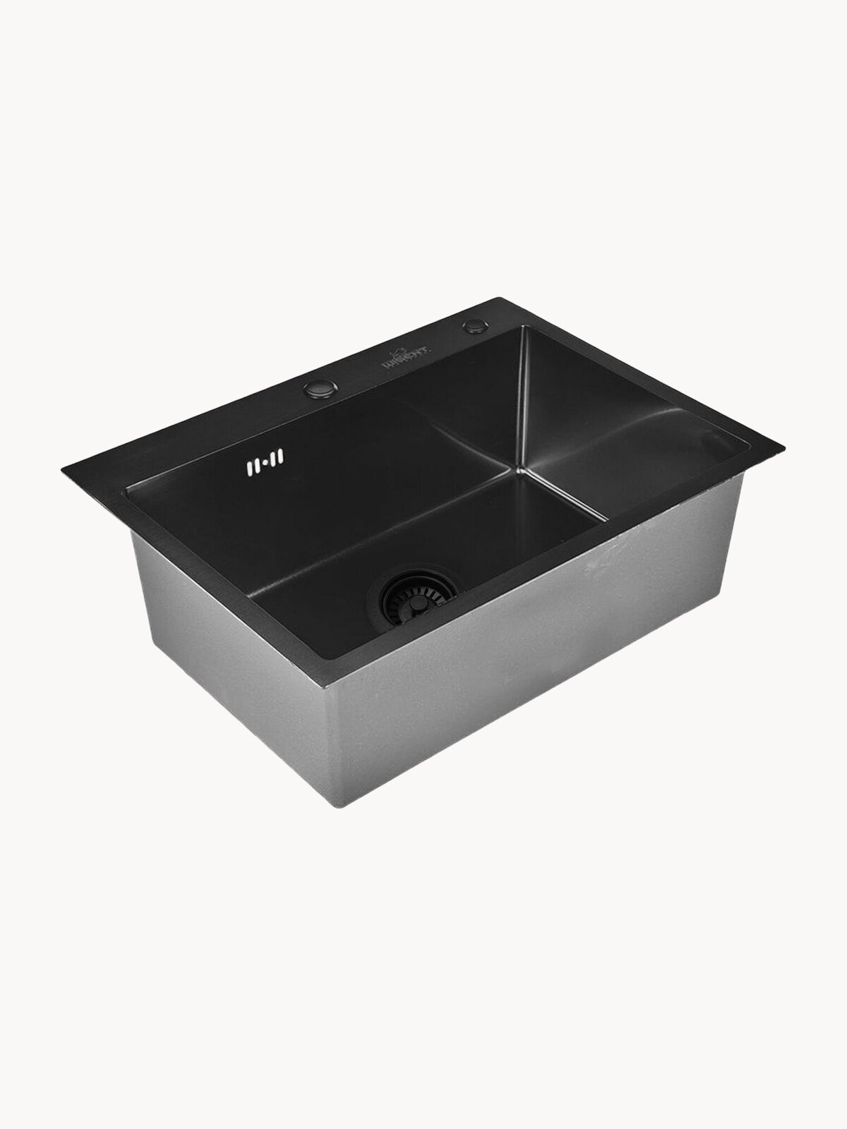 Мойка для кухни нержавеющая 70х50, с PVD покрытием графит. Сифон с ситечком, дозатор, коландер.