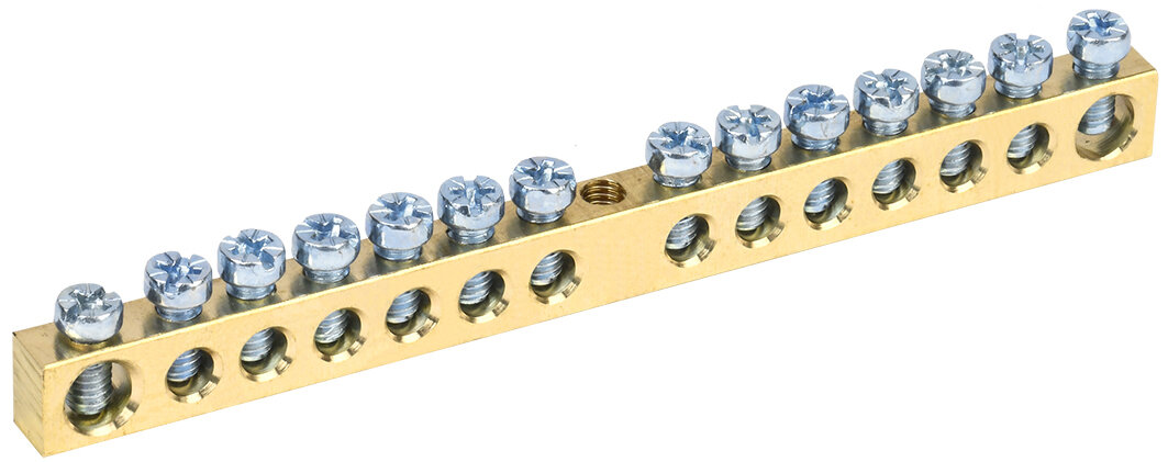 Шина соединительная IEK нулевая с заземлением, 6х9 мм, 14-1, крепление по центру