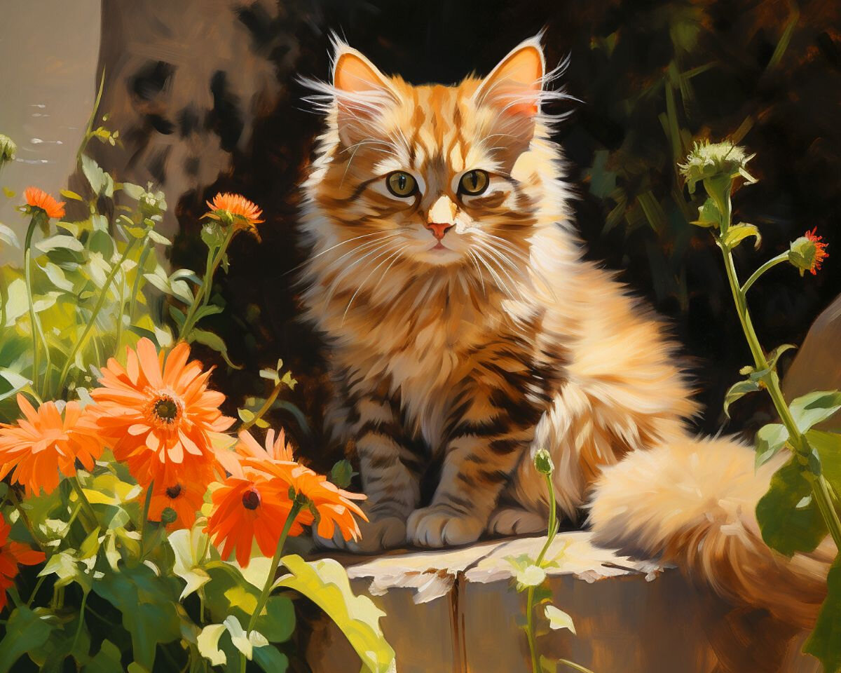 Картина по номерам рыжий котенок 40х50