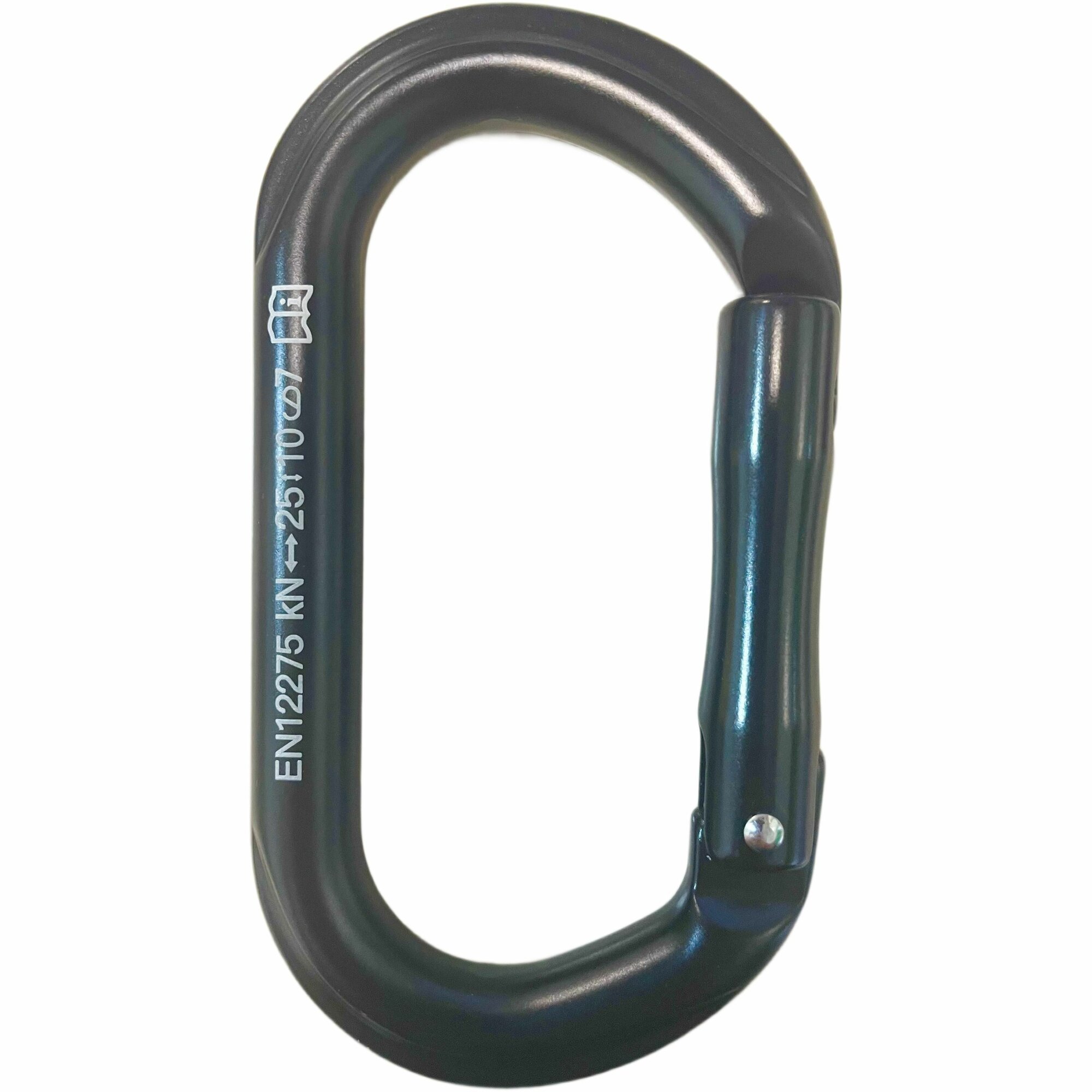 Карабин для альпинизма, овальный, дюралевый без муфты, черный