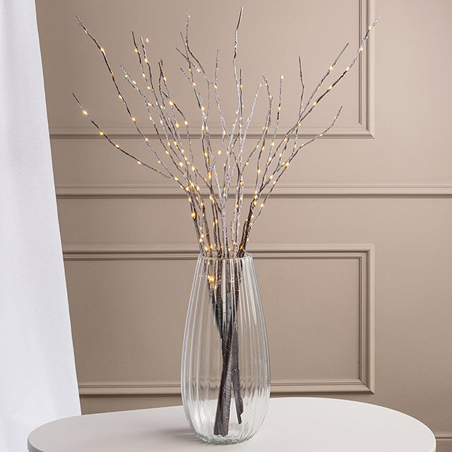 Светодиодная ветка Winkley 90 см коричневая, 40 теплых белых LED ламп, таймер, IP44, Winter Deco, 4070717