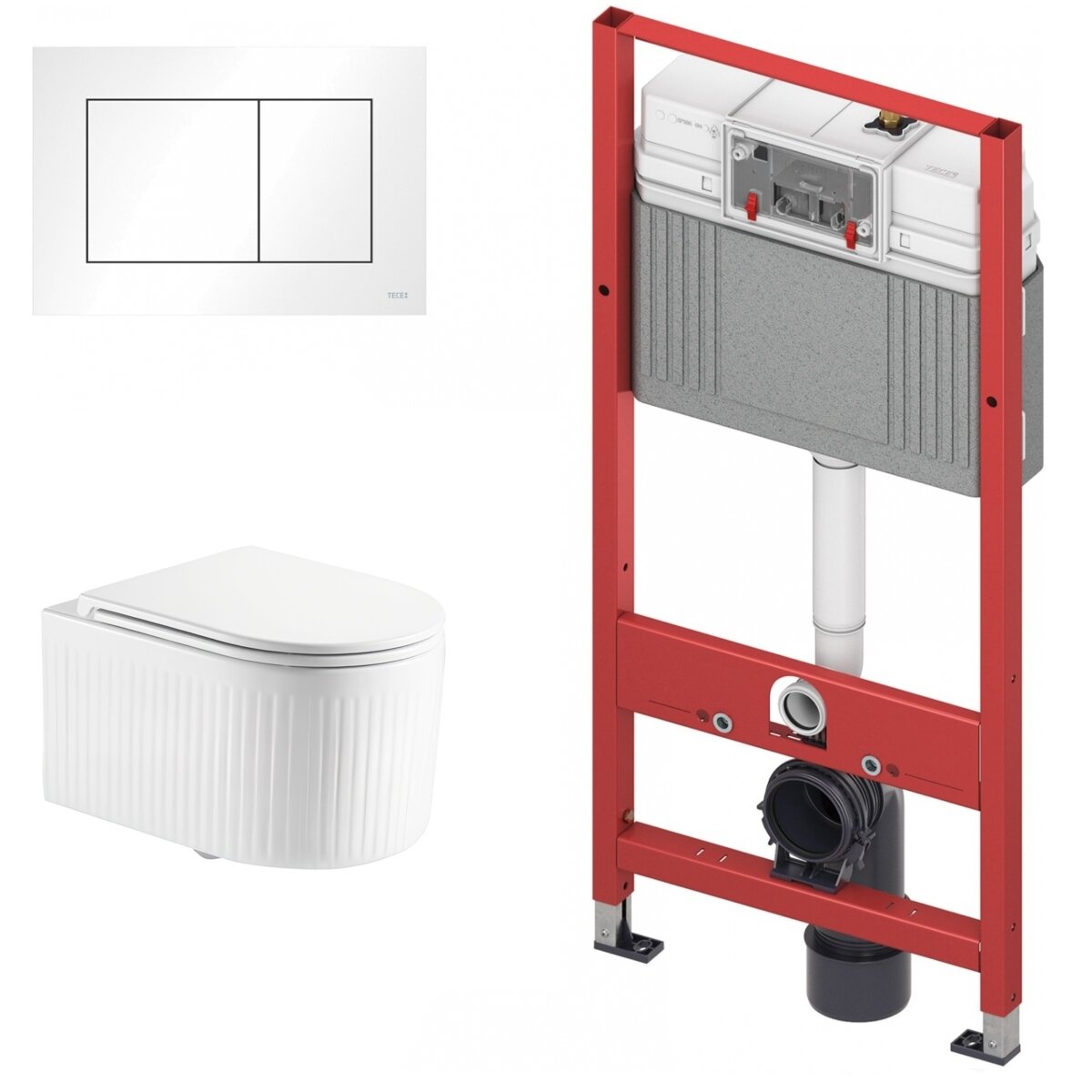 Комплект 3 в 1 инсталляция Tece Now 9400413 + Подвесной унитаз Enio Morris Tornado с кнопкой белой 9400413 + EN2870511