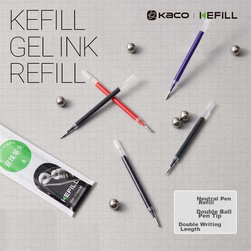 KACO Push-in Gel Pen Refill 100mm Length Compatible with K7/Chuxin Series Fountain Pen 0.5mm Black (Bullet Tip) (5 Pack OPP Bag)