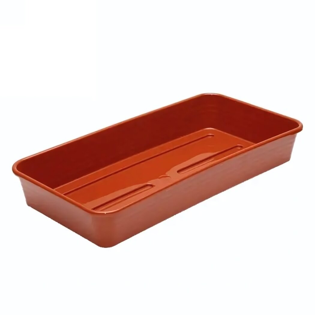 Ящик для рассады 480х240х70 мм, пластиковый, красный, удобный для подоконника