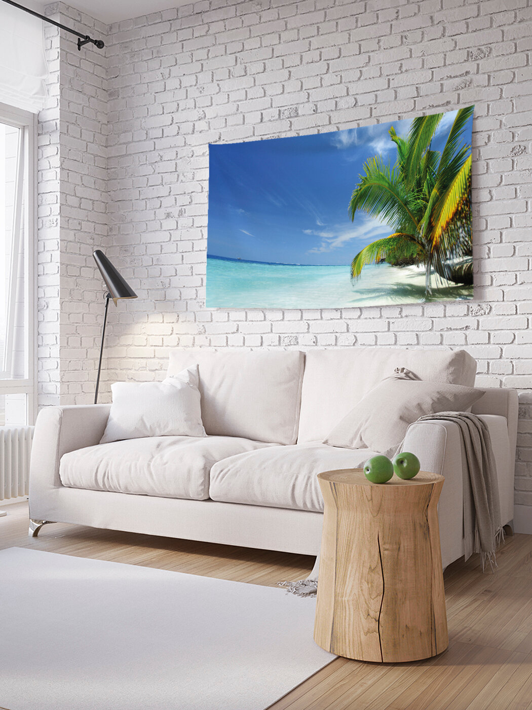 Фотопанно на стену горизонтальный постер 100х150 "Пальма над морем", JoyArty