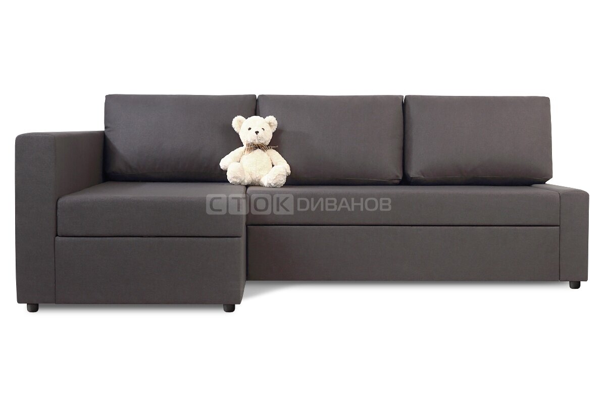 Угловой диван Сток Диванов Полярис, темно-серый, рогожка, механизм дельфин