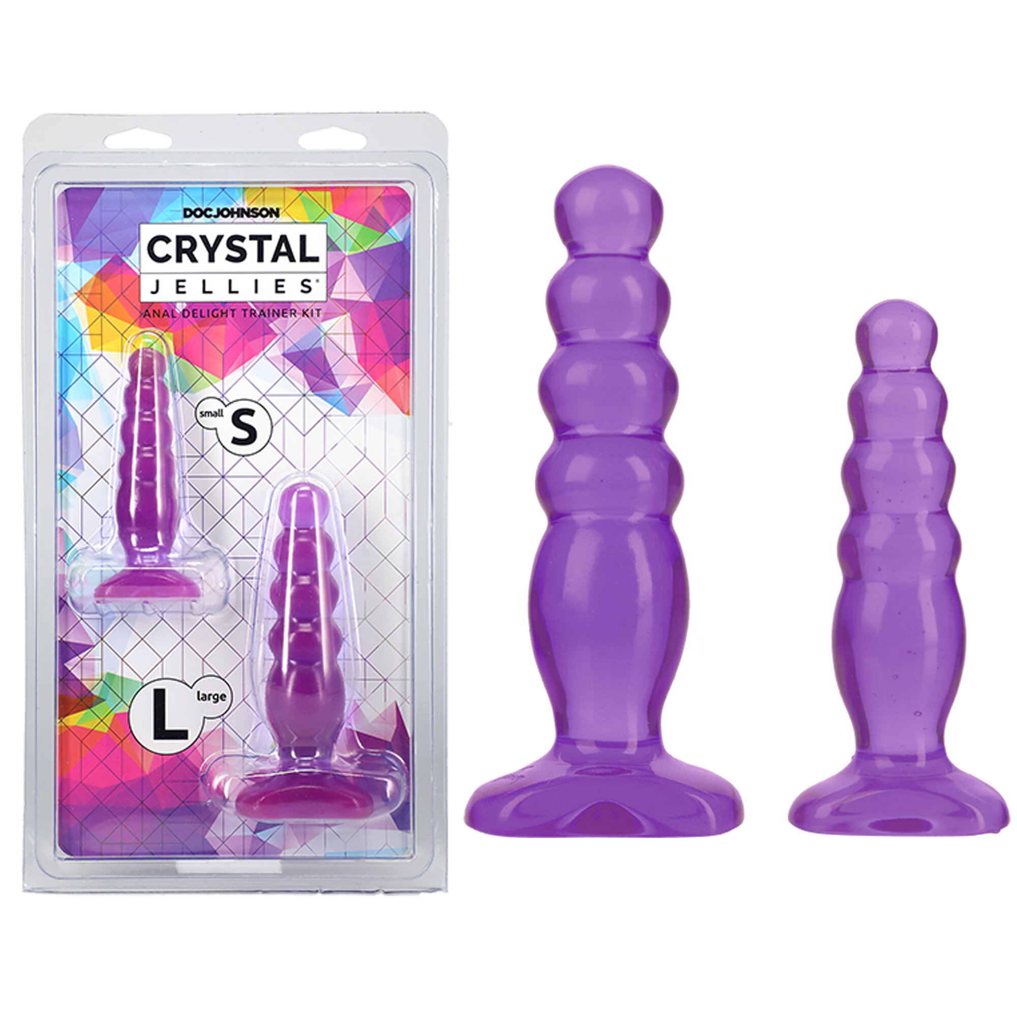 Doc Johnson Набор Crystal из двух анальных стимуляторов, сиреневые