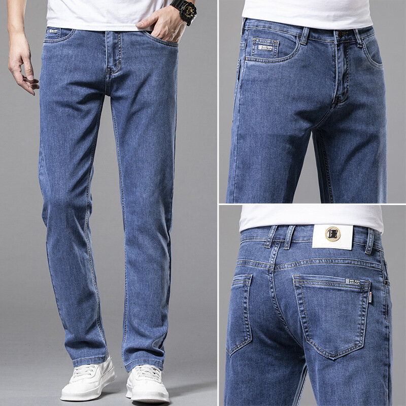 Охоты Брюки JYL Брюки джинсовые мужские Чистый цвет Новые корейский стройный прямой повседневный