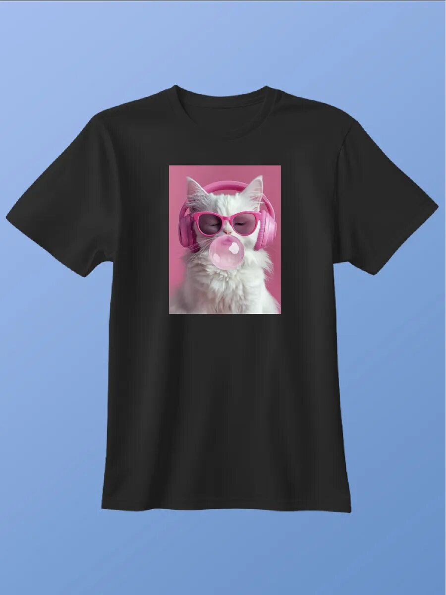 Футболка кошка в наушниках