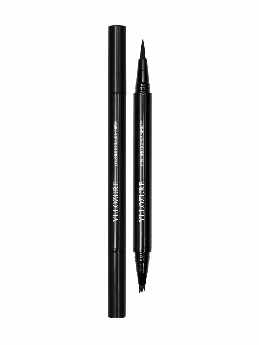 YLLOZURE Подводка для глаз двойная Double Eye Liner жидкая, 2 мл, 05 black