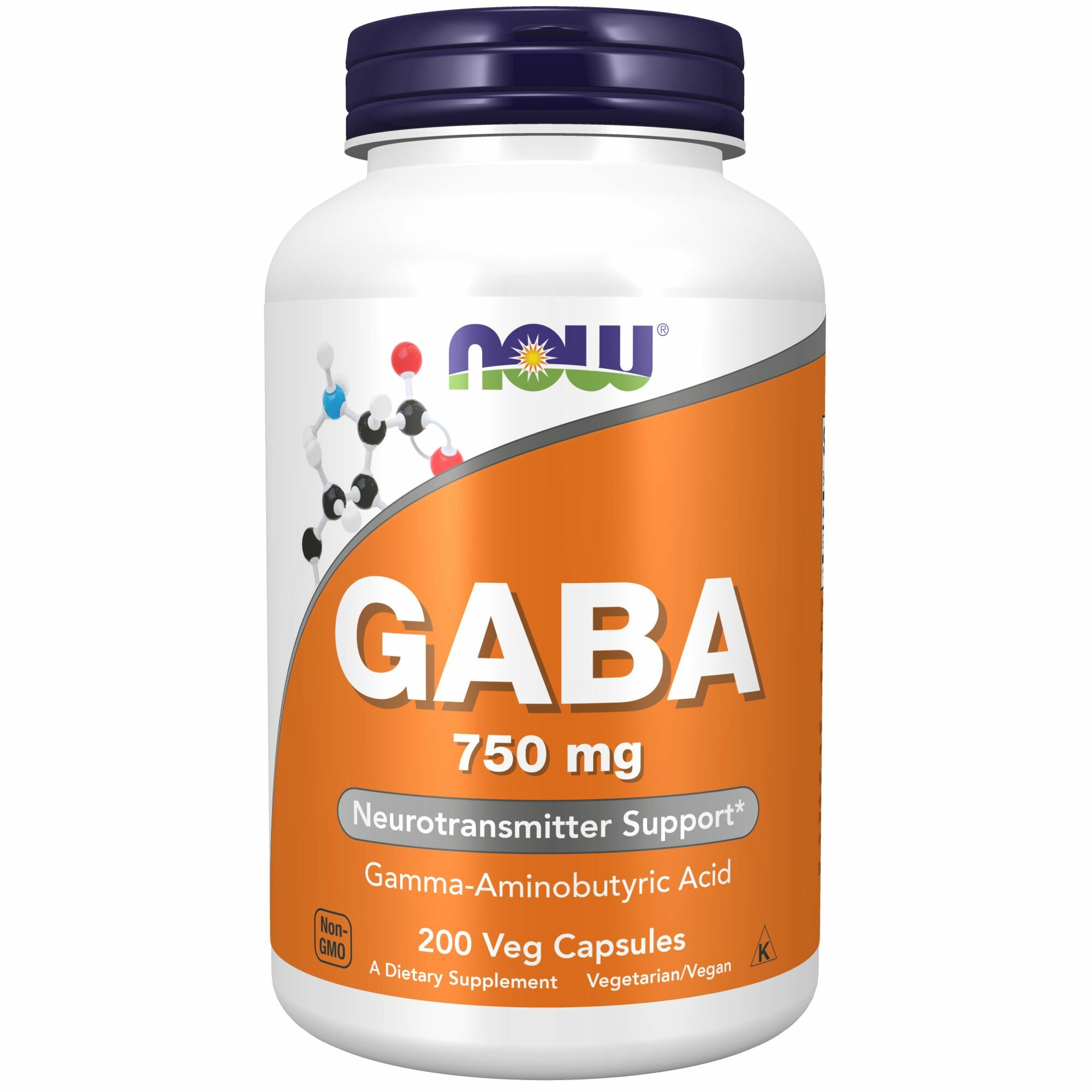 Габа гамк, NOW GABA 750 mg, Поддержка нервной системы 200 капсул