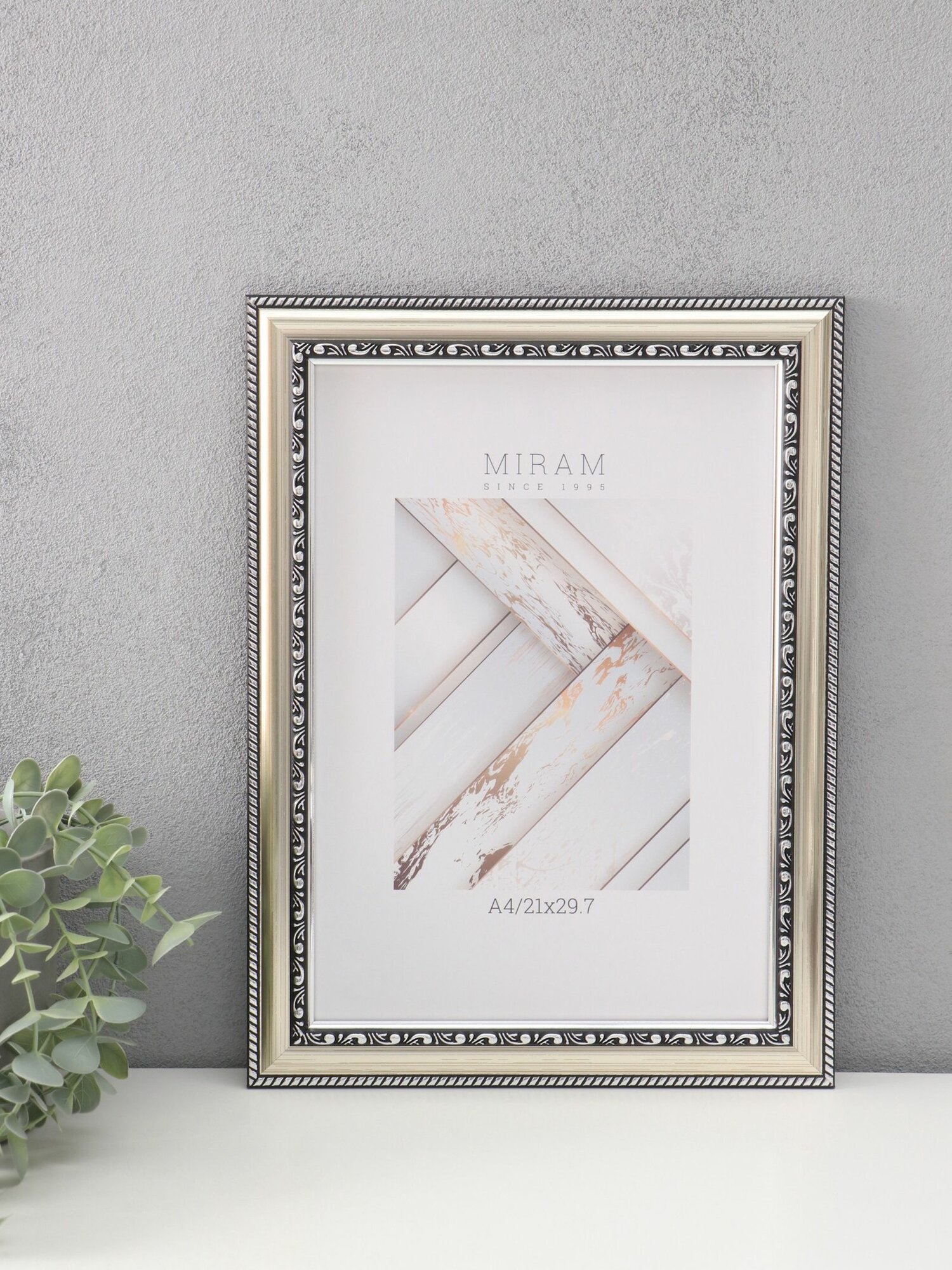 Рамка серебряная А4 пластиковая 21х29,7 универсальная фоторамка для дома/офиса