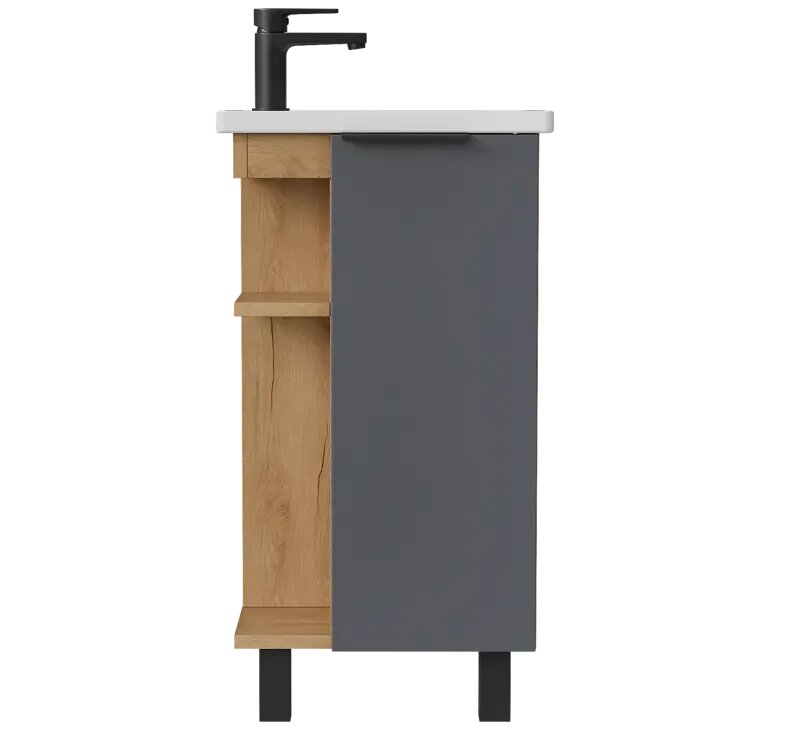 Тумба под раковину Сохо KONSENSA напольная 40 см цвет дуб гудзон золотой/серый софт тач