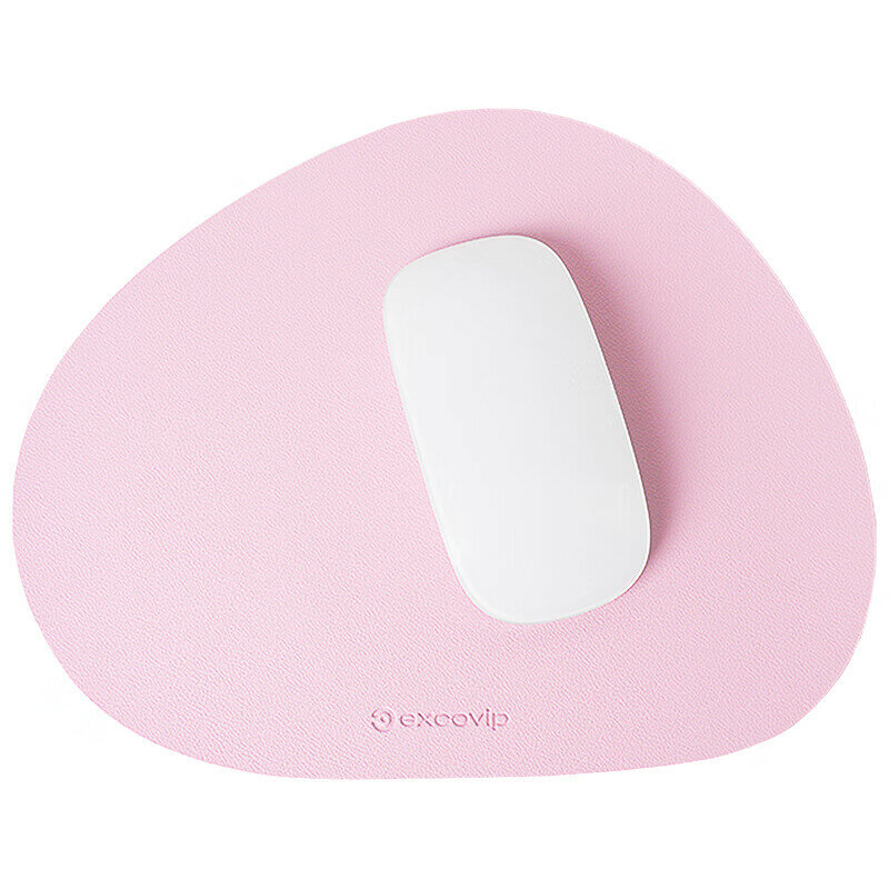 EXCO Pink Round Triangle Leather Mouse Pad Small Notebook Computer Office Desk Pad Waterproof Leather E-sports Gaming Pad Convenient to Carry Washable 0396