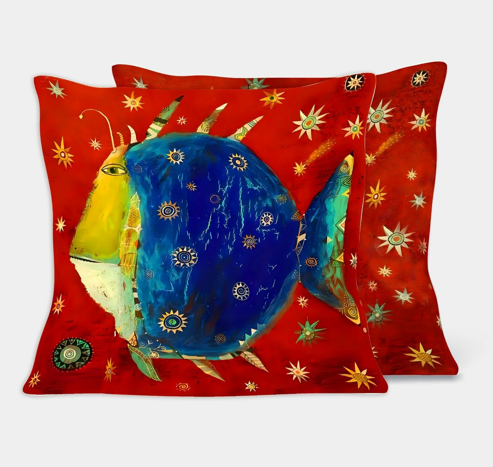 Чехол для подушки для сада и улицы Рыба луна 45х45 Оксфорд 600D рисунок с двух сторон