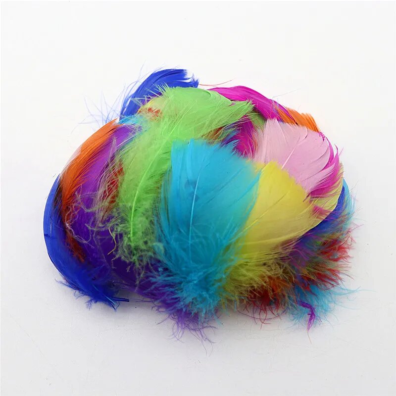 Цветные натуральные гусиные перья 4-8 см 8-12 см dark color mix, 4-8cm 100pcs