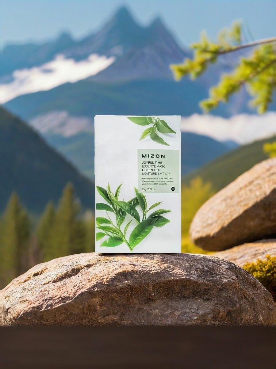 MIZON Тканевая маска для лица с экстрактом зелёного чая Joyful Time Essence Mask Green Tea