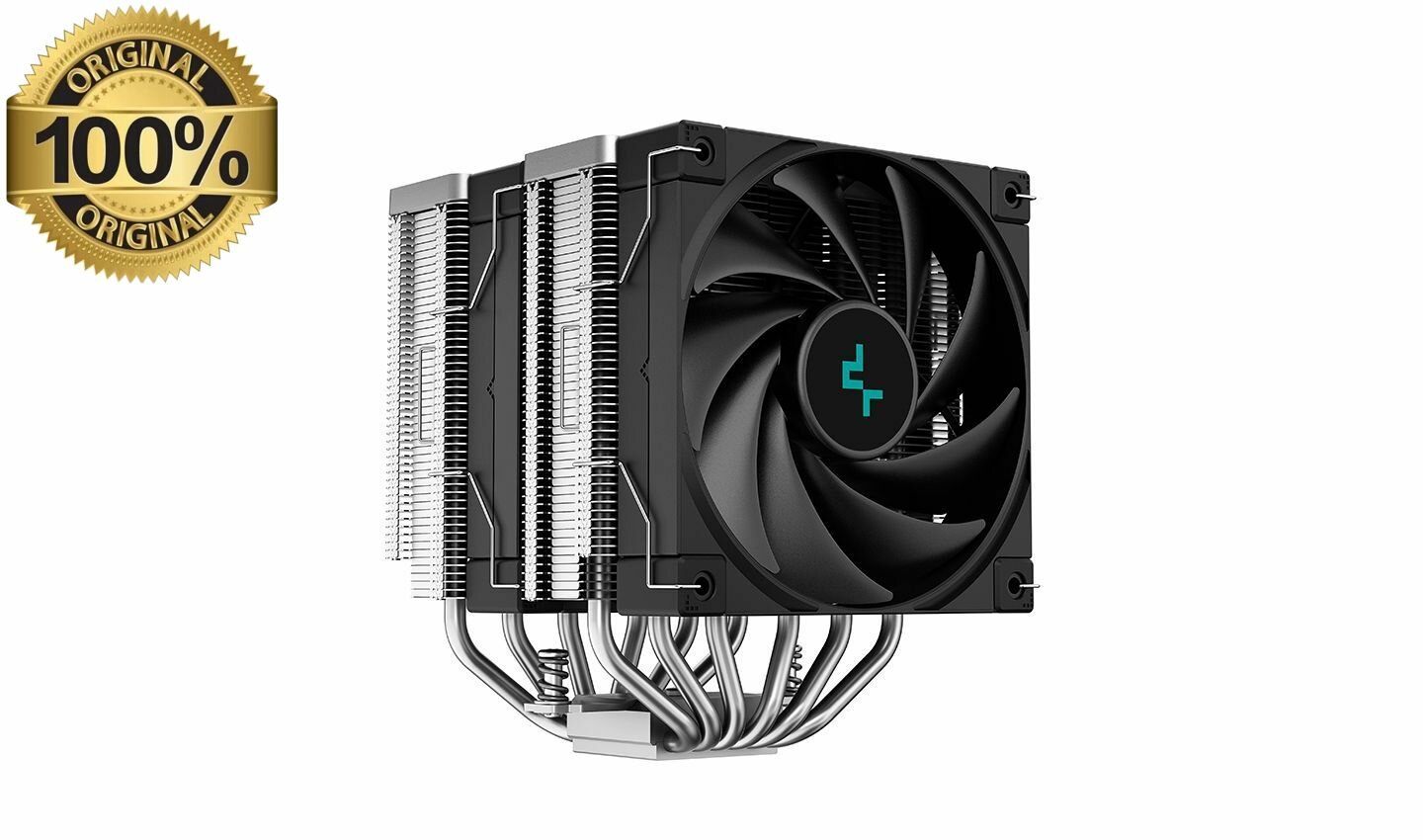 Кулер для процессора Deepcool Кулер AK620 LGA20XX/1700/1200/115X/AM5/AM4 (TDP 260W, PWM, DUAL Fan 120mm, 6 тепл. трубок, черный) RET