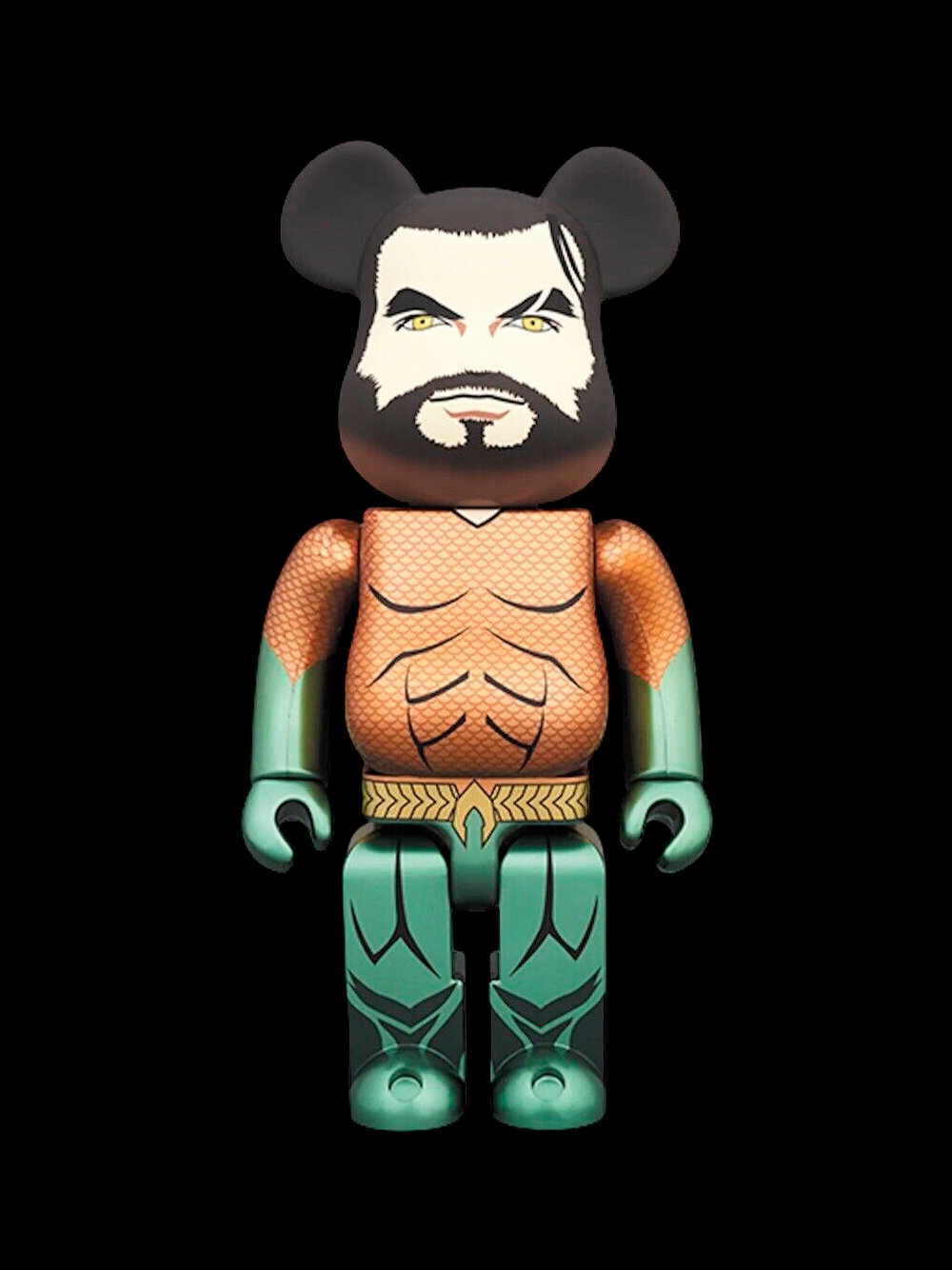 Коллекционная оригинальная фигура Bearbrick Aquaman 400% / 28 см высота / ABS пластик / Medicom Toy / Разноцветный