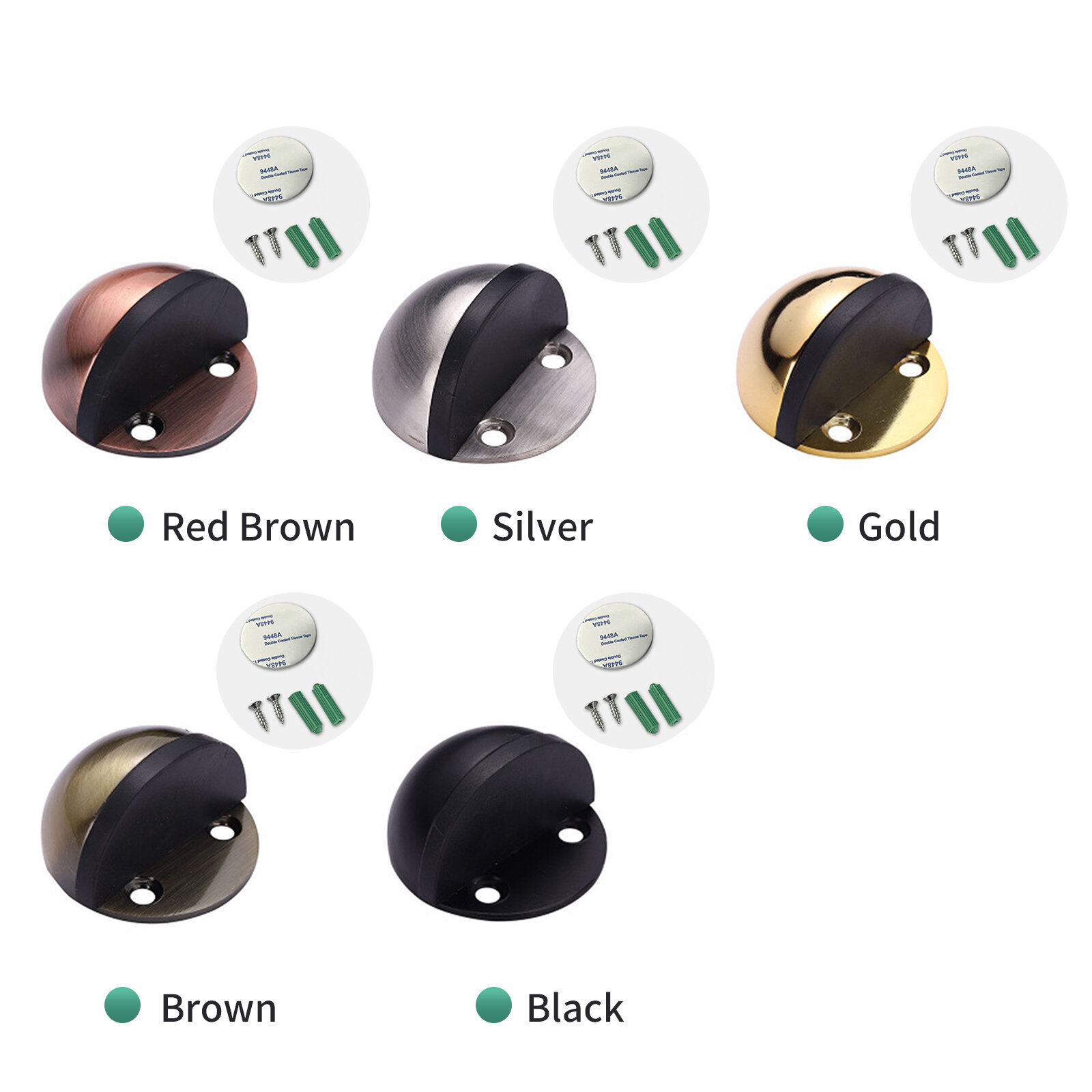 Дверной упор Полукуполный напольный упор для сверления и самоклеящийся дверной упор для защиты стен Защитный щиток для стен для домашнего офиса, спальни, дверцы шкафов