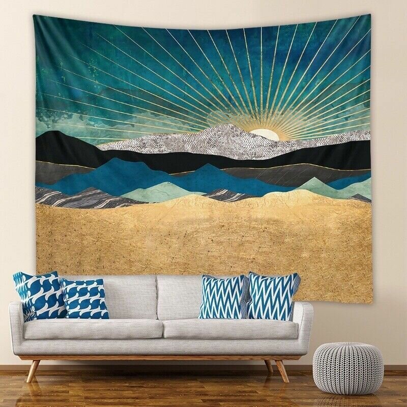 Гобелен Пейзаж голубого золота