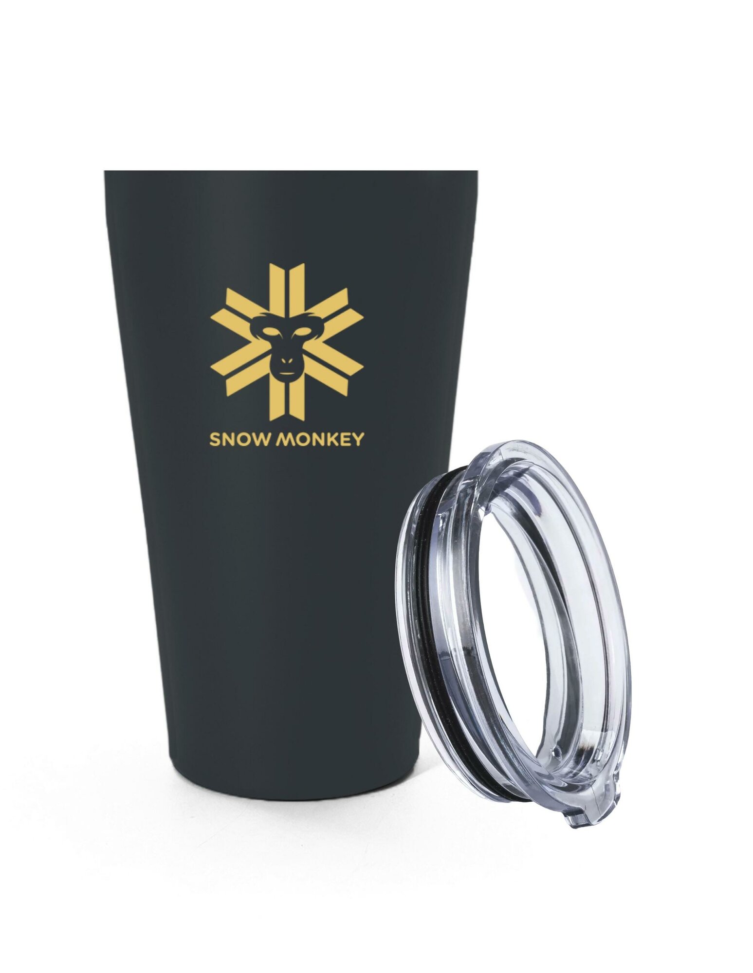 Decathlon Термокружка Snow Monkey Enjoyer 473 мл, с двойными вакуумными стенками, черная