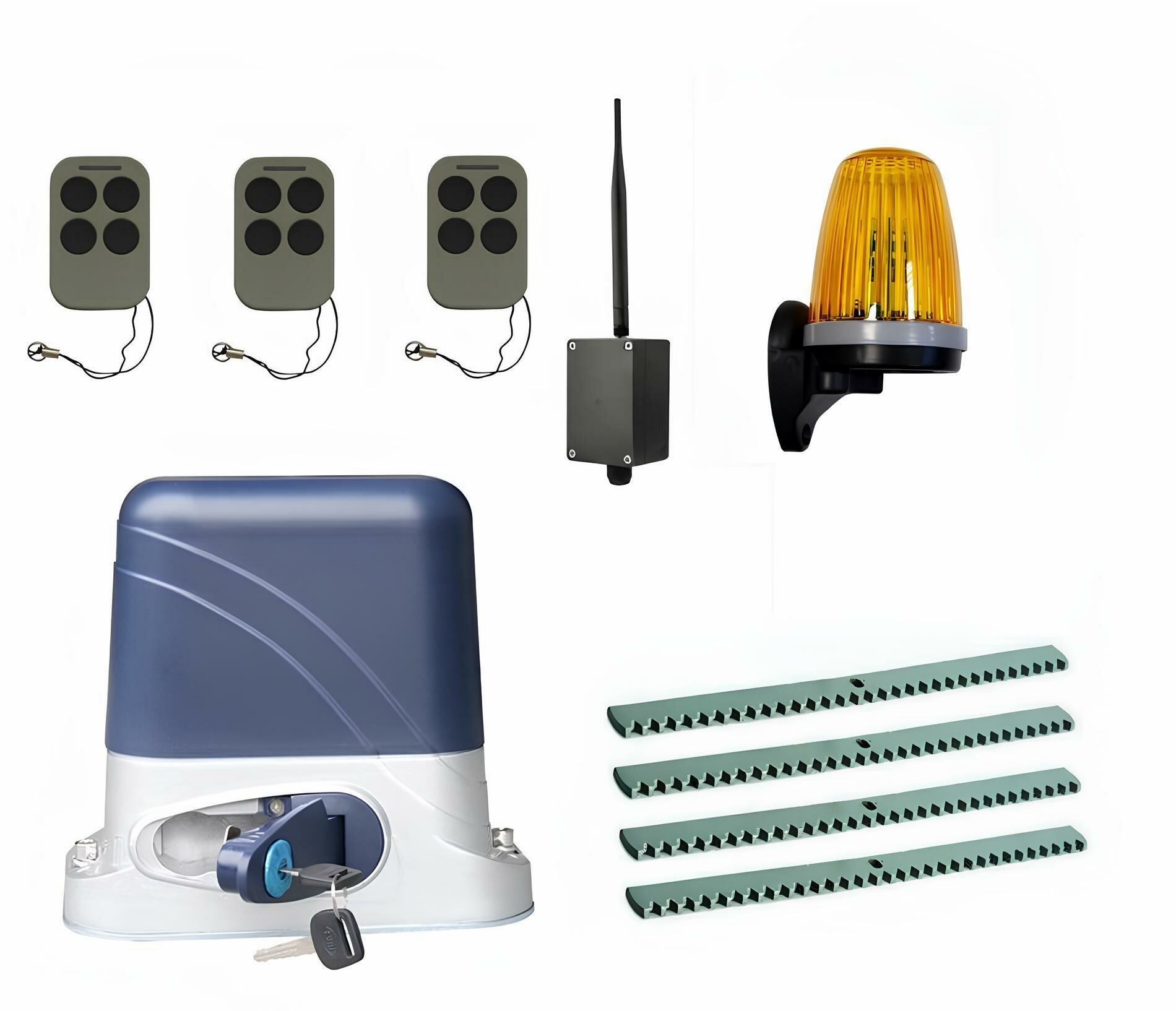 Автоматика для откатных ворот KSL-800 KIT-L3K4-BT-Т3, комплект: привод, 3 пульта, Bluetooth-модуль, лампа, 4 рейки