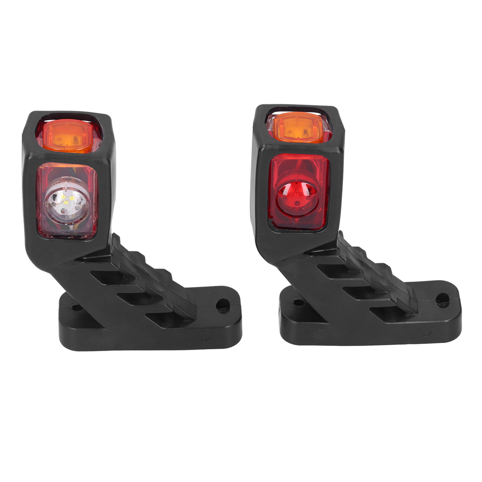 Комплект из двух боковых габаритных огней 12-24 В с 9 светодиодами (желтый, белый, красный цвета) для грузовиков и прицепов.