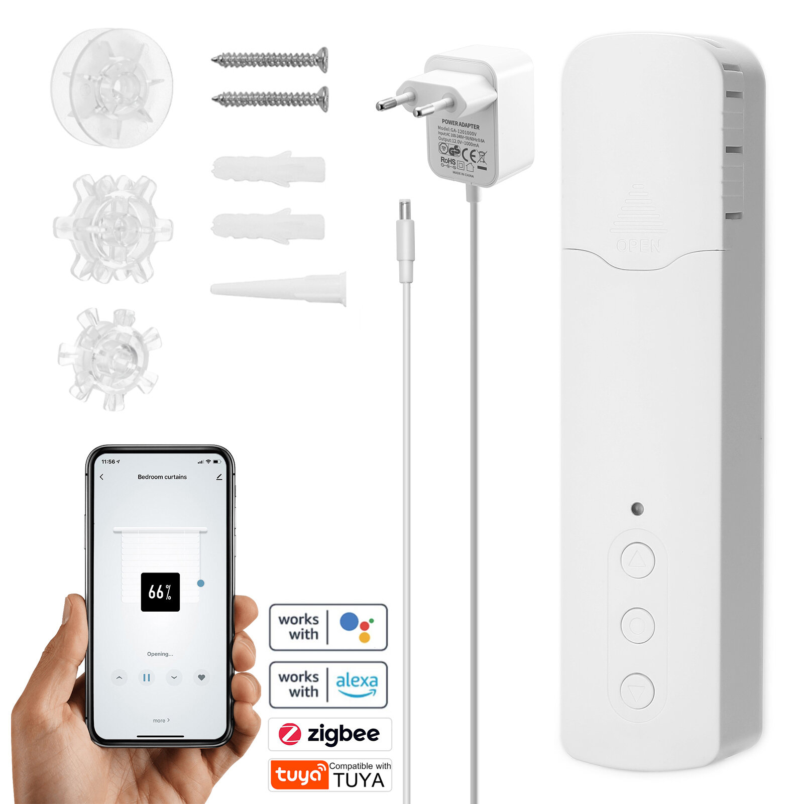 Tuya ZigBee TM616EGZT Интеллектуальный Двигатель Для штор Из Бисера Интеллектуальный Домашний Бытовой Гостиничный Электродвигатель Для штор Управление приложением По Мобильному Телефону Голосовое Управление Тихое Совместимость с Alexa Home