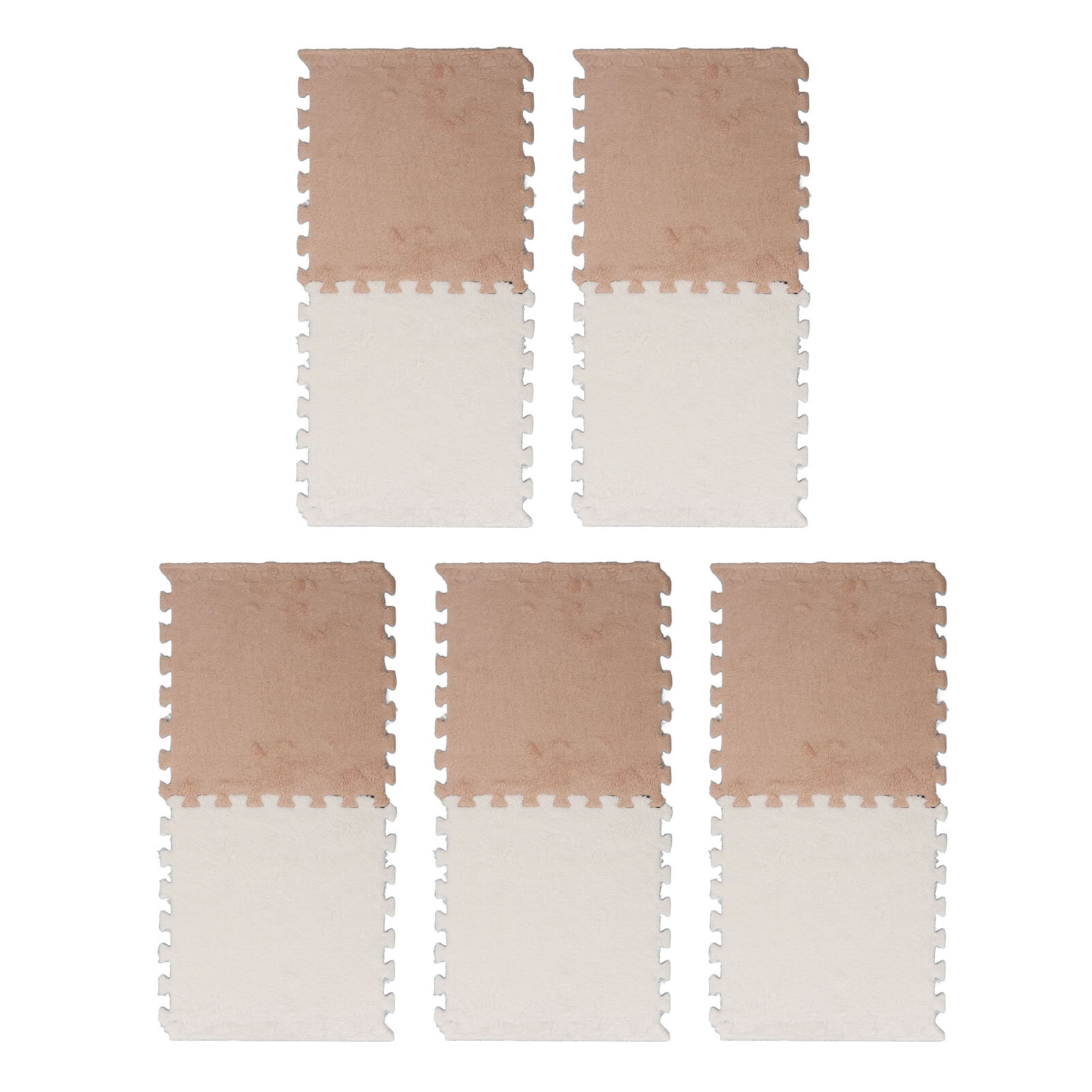 10 шт. Мягкие плюшевые поролоновые напольные коврики, моющиеся, соединяющиеся между собой, ковровые плитки, которые можно разрезать, мягкие коврики-пазлы для гостиной и спальни, верблюжий цвет 5 шт. + белый цвет 5 шт.