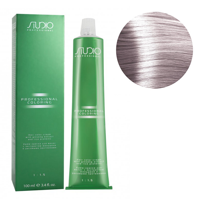 Kapous Studio Professional Крем-краска для волос Studio, тон №9.12, Очень светлый пепельно-перламутровый с рисовыми протеинами и экстрактом женьшеня,