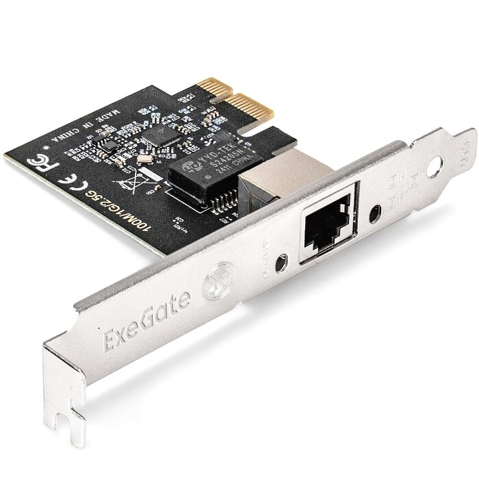 Сетевая карта PCI-E/RJ45 2.5/1Гб*сек ExeGate EXE-251 контроллер чип Realtek RTL8125PE