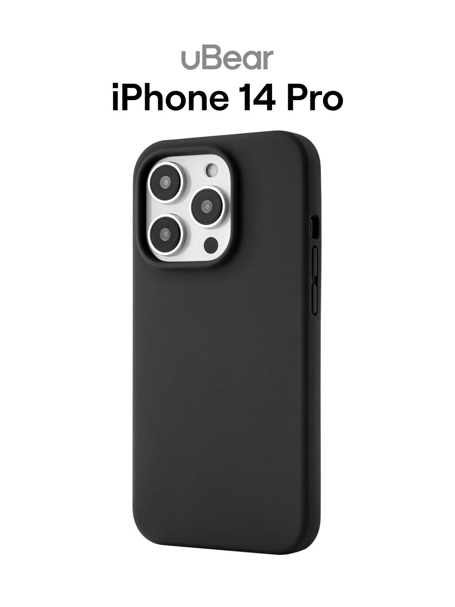 Чехол на iPhone 14 Pro uBear Touch Mag Case, магнитный, силикон, софт-тач, чёрный