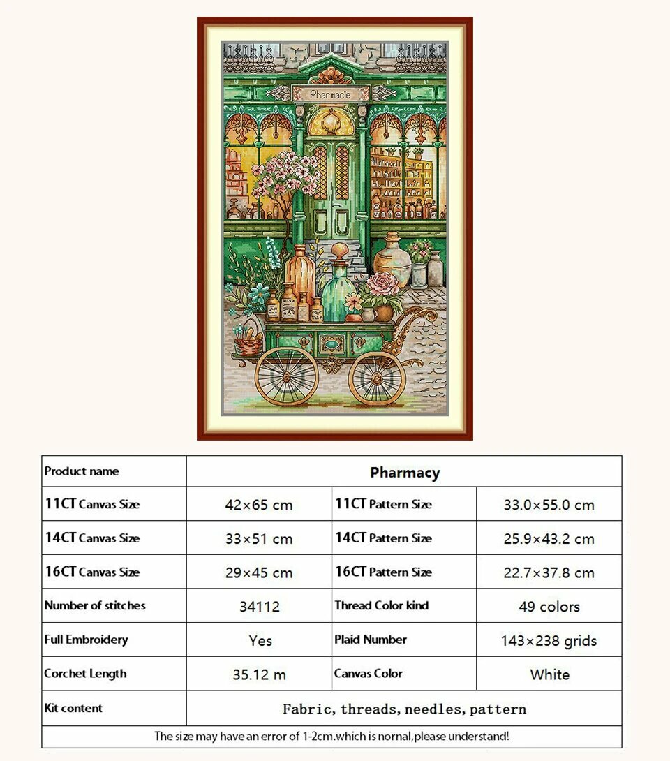 Набор для вышивки крестом "Магазины, покрытые цветочным узором", DMC Store 3, 16CT HD printed