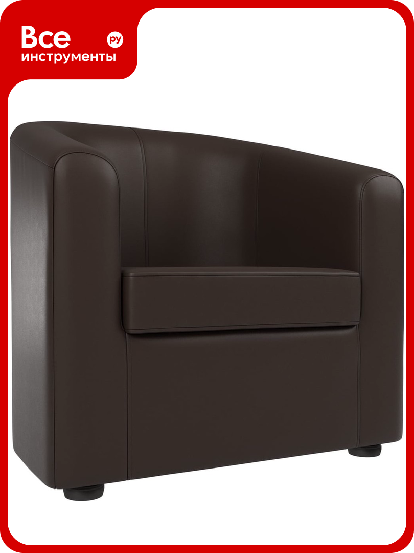 Кресло Лига диванов Норден 109066 — современный дизайн, обивка из коричневой экокожи, белый ДВП каркас, подлокотники