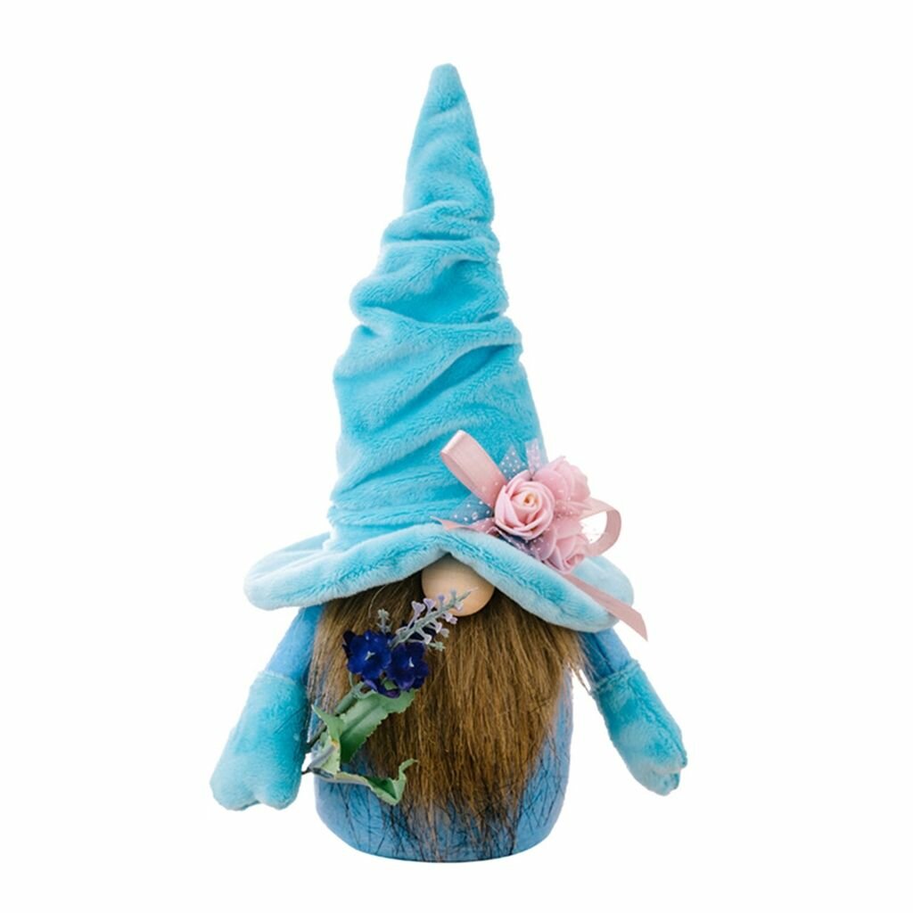 Букет ко Дню матери. Украшение в виде куклы без лица - Синее