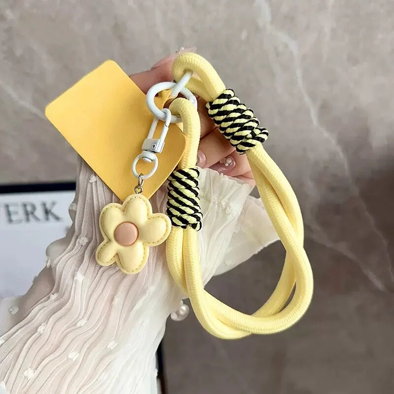 Корейский карамельный телефонный ремешок Y2k в виде цветка, простой короткий ремешок для телефона, жемчужный стиль, цепочка для телефона, браслет, аксессуары для телефона, A