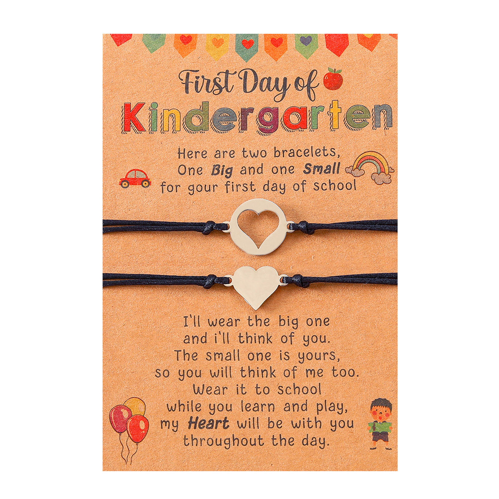 2 шт. Браслеты с полым сердцем, набор для первого дня школы для мамы и дочки, для девочек и мальчиков