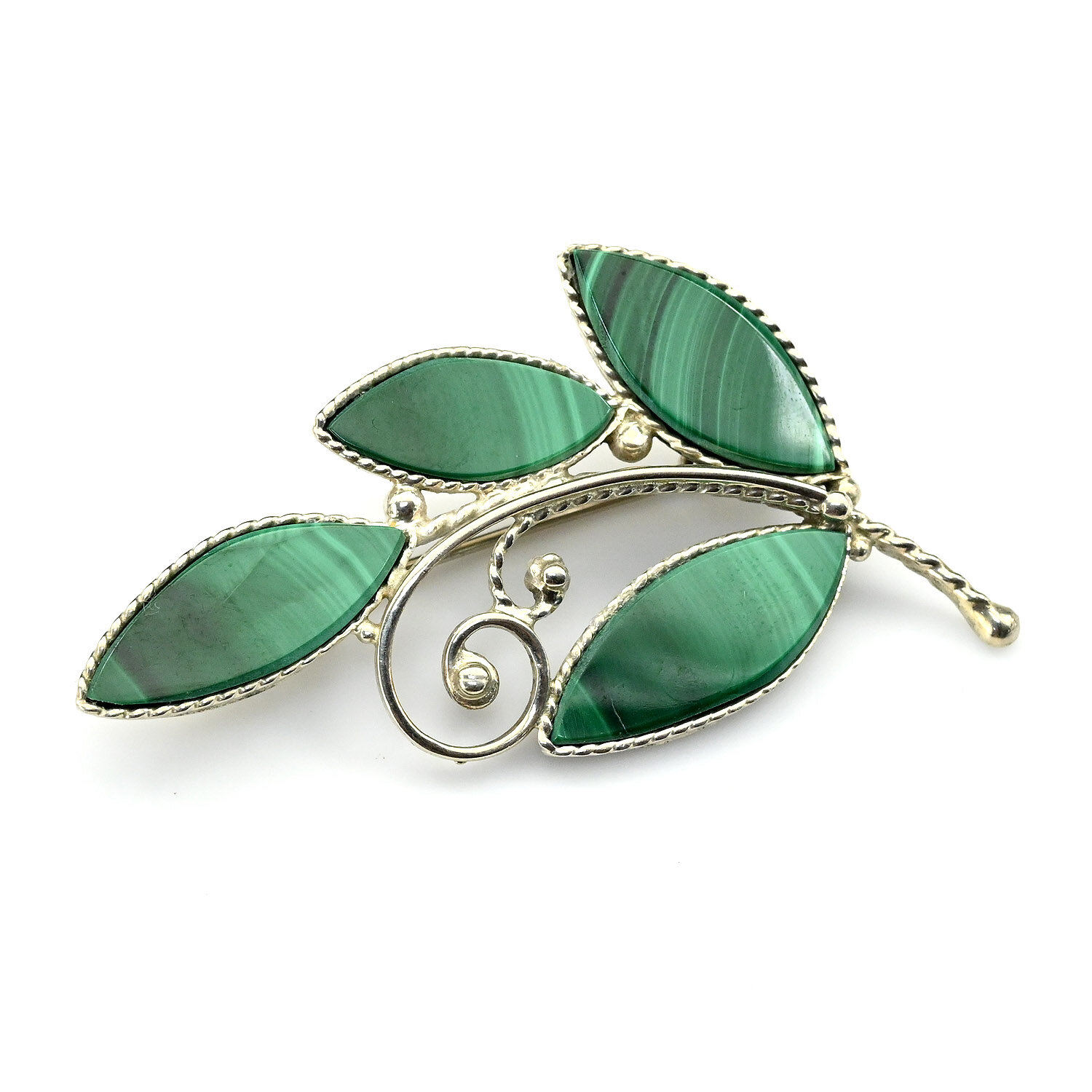 Брошь, малахит