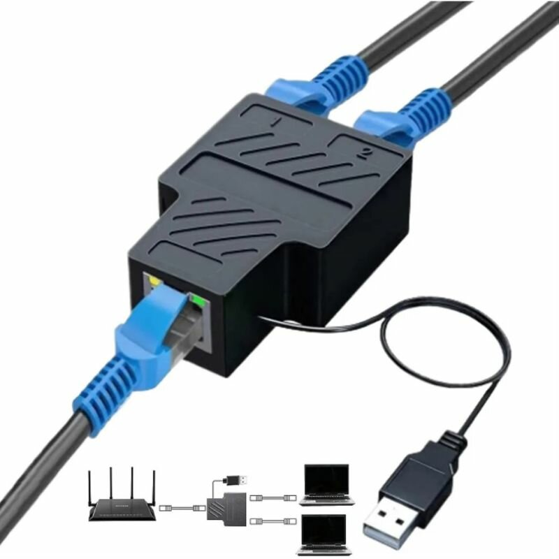 Разветвитель RJ45 1 на 2, адаптер Ethernet 100 Мбит/с, соединитель RJ45, удлинитель кабеля для интернет-сети, для ПК, ноутбука, ТВ-приставки, маршрутизатора